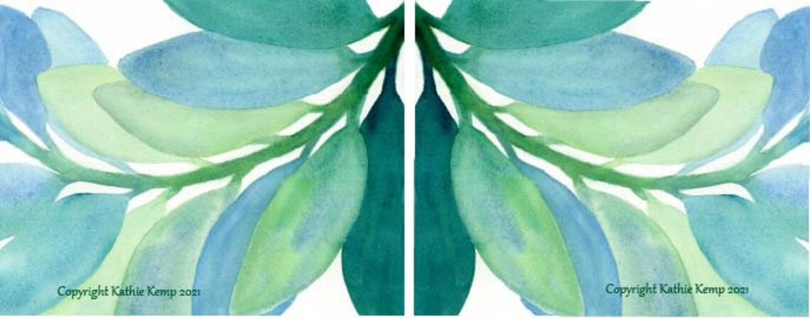 Abstract Leaves Watercolor Painting Set Giclee Prints Mint - Etsy