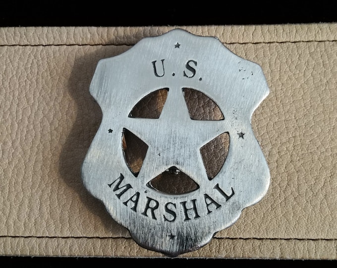 Brass Western Embossed Raised Lettering Deputy US Marshal Badge Pin ...