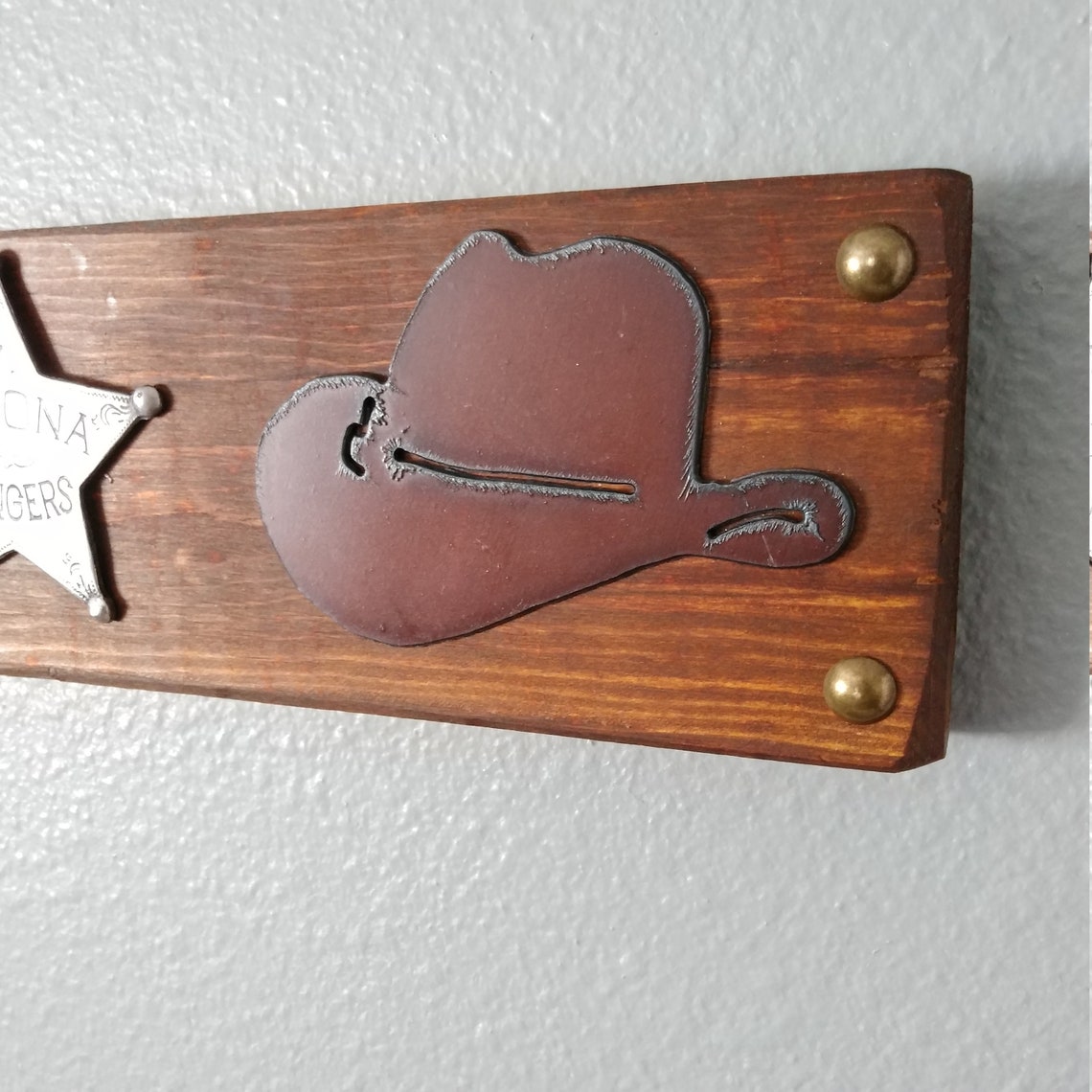 Arizona Ranger and Cowboy Hat Old West Badge Mounted on Wood | Etsy