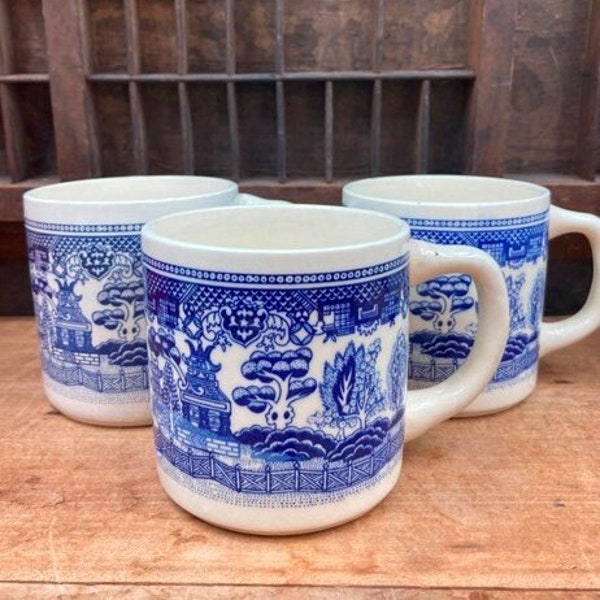 Blue Willow Mugs - Etsy
