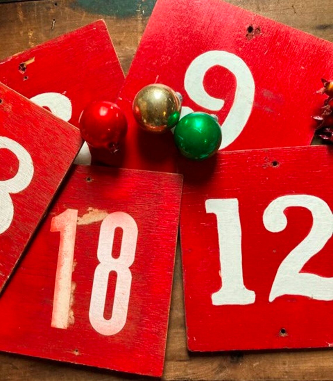 Rustic Red Painted Number Sign: Vintage Farmhouse Decor - Etsy