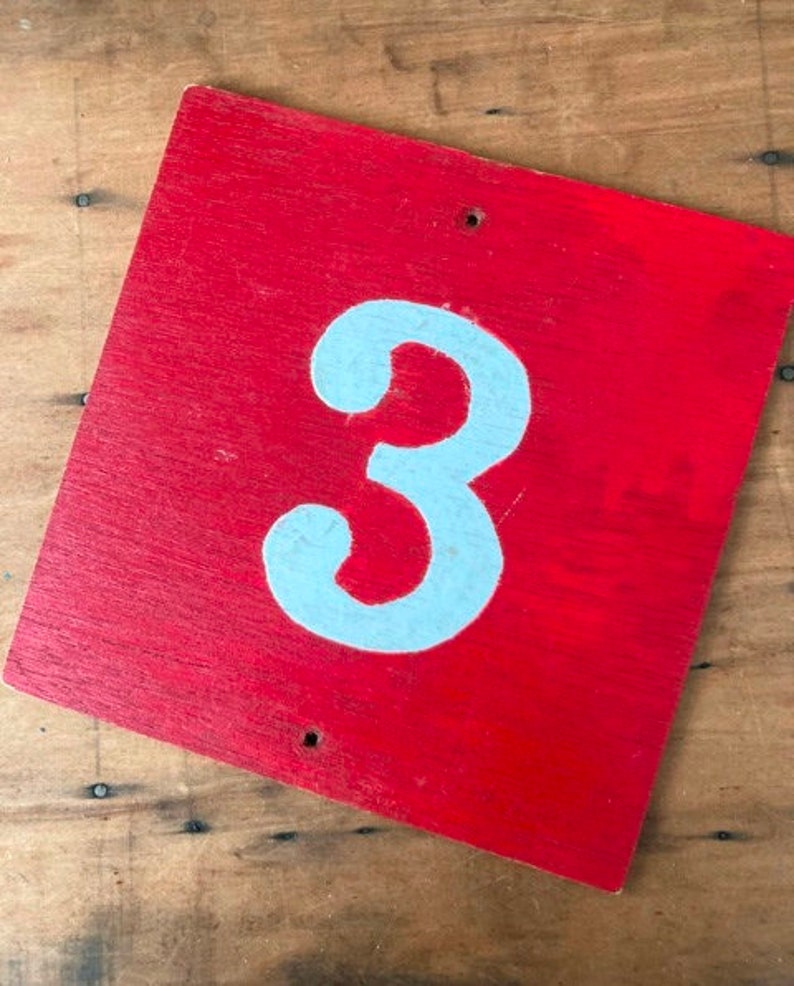 Rustic Red Painted Number Sign: Vintage Farmhouse Decor - Etsy