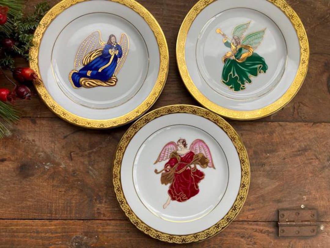 Vintage Angel Plates Trio Muirfield 9408 Celebrity Angels in Red Green ...