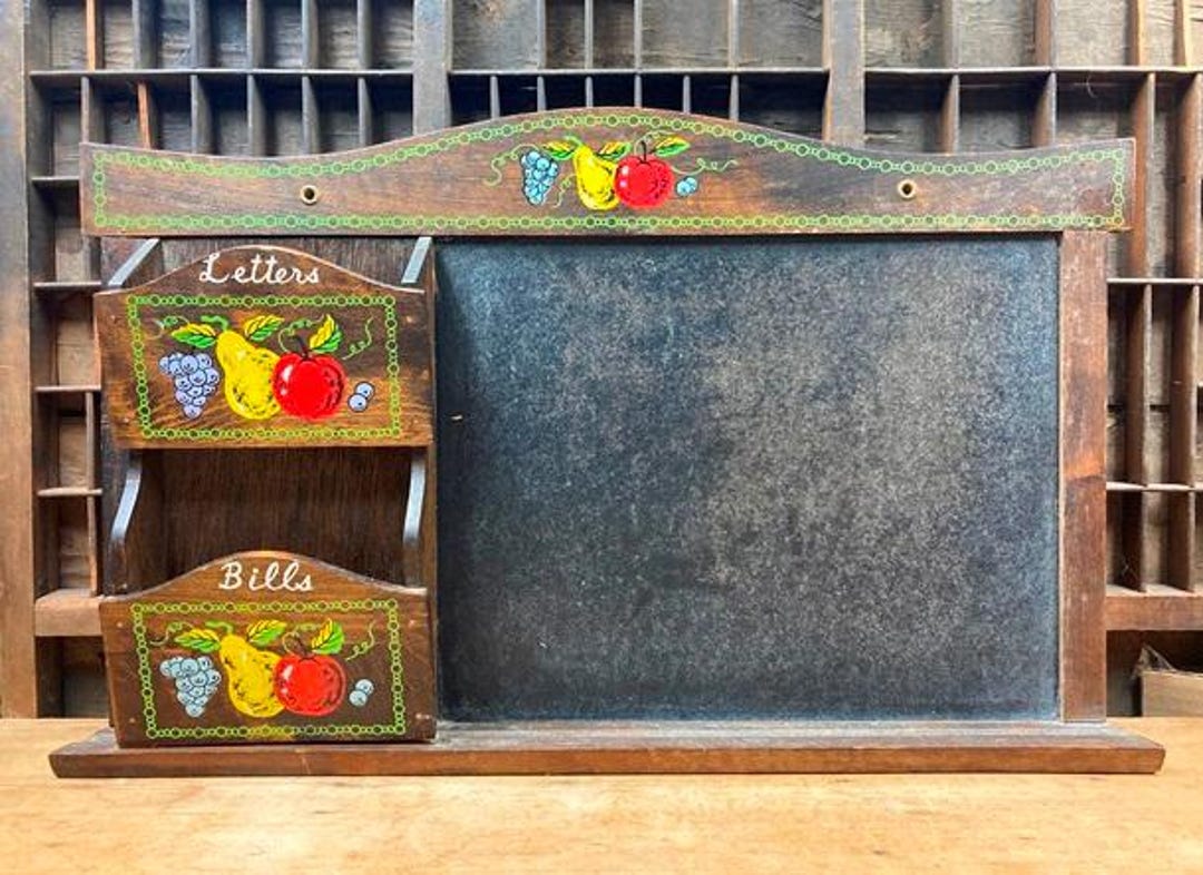 Retro Kitchen Message Center Vintage Chalkboard With Pockets 1970s ...