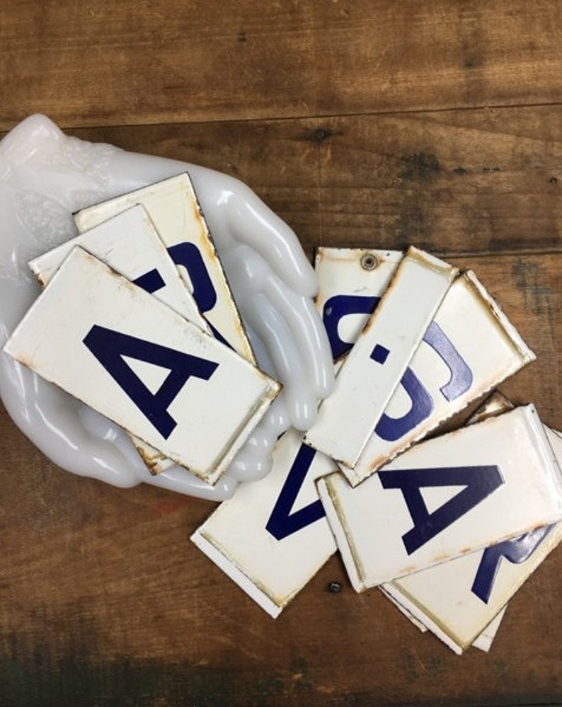 Small Porcelain Letters Antique Enamel Letter Plates With - Etsy