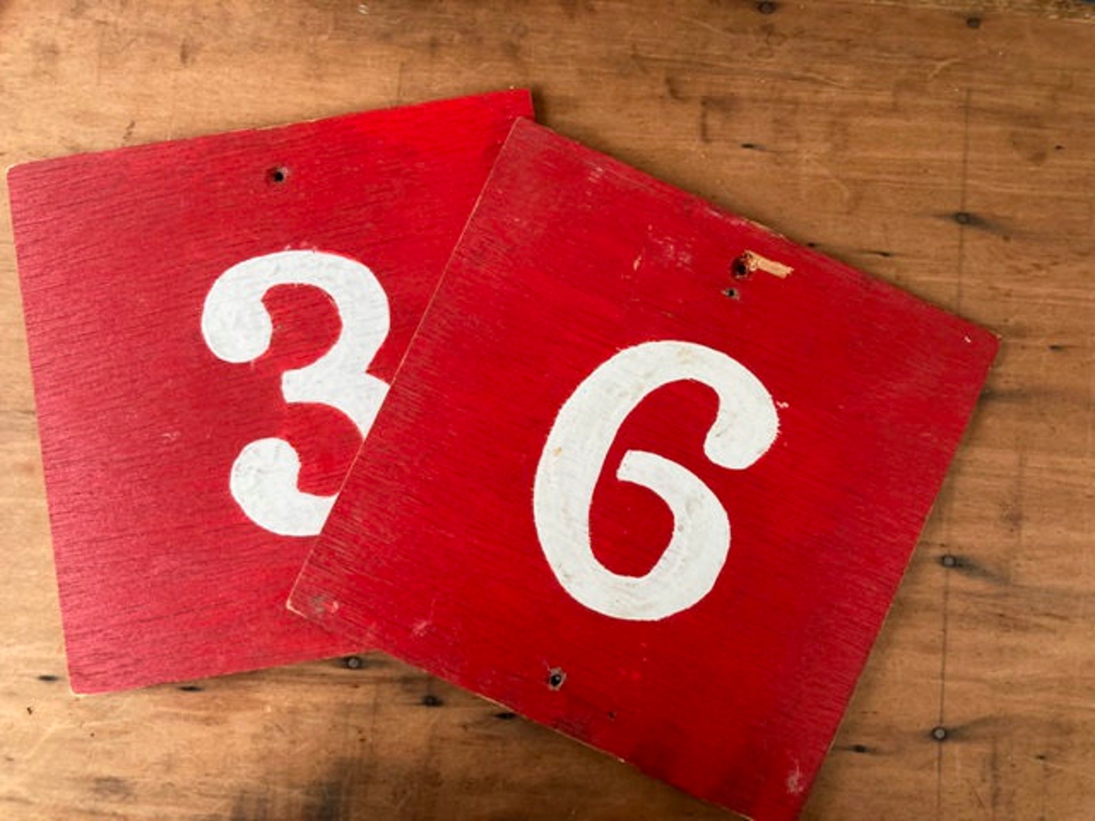 Rustic Red Painted Number Sign Vintage Farmhouse Stockpen - Etsy