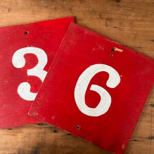 Rustic Red Painted Number Sign: Vintage Farmhouse Decor - Etsy