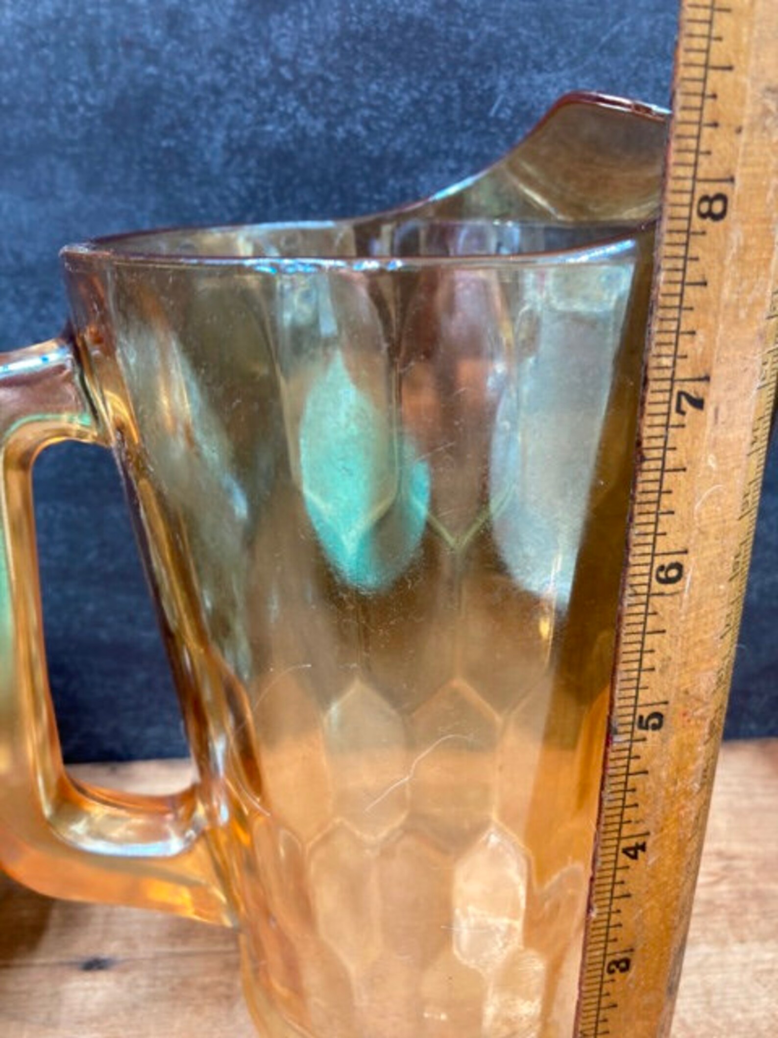 Peach Lusterware Pitcher Vintage Large Honeycomb Pattern - Etsy