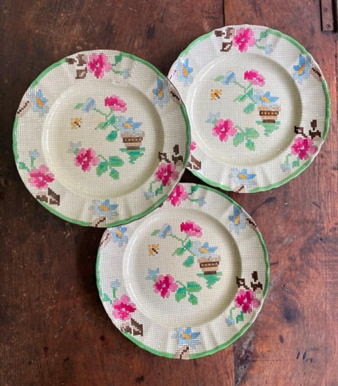 Vintage Mason's Dinner Plates: Sampler Pattern Set of 3 - Etsy