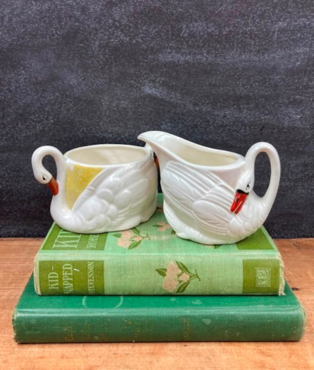 Vintage Swan Shaped Creamer & Sugar Set Unusual Piece Made in ...