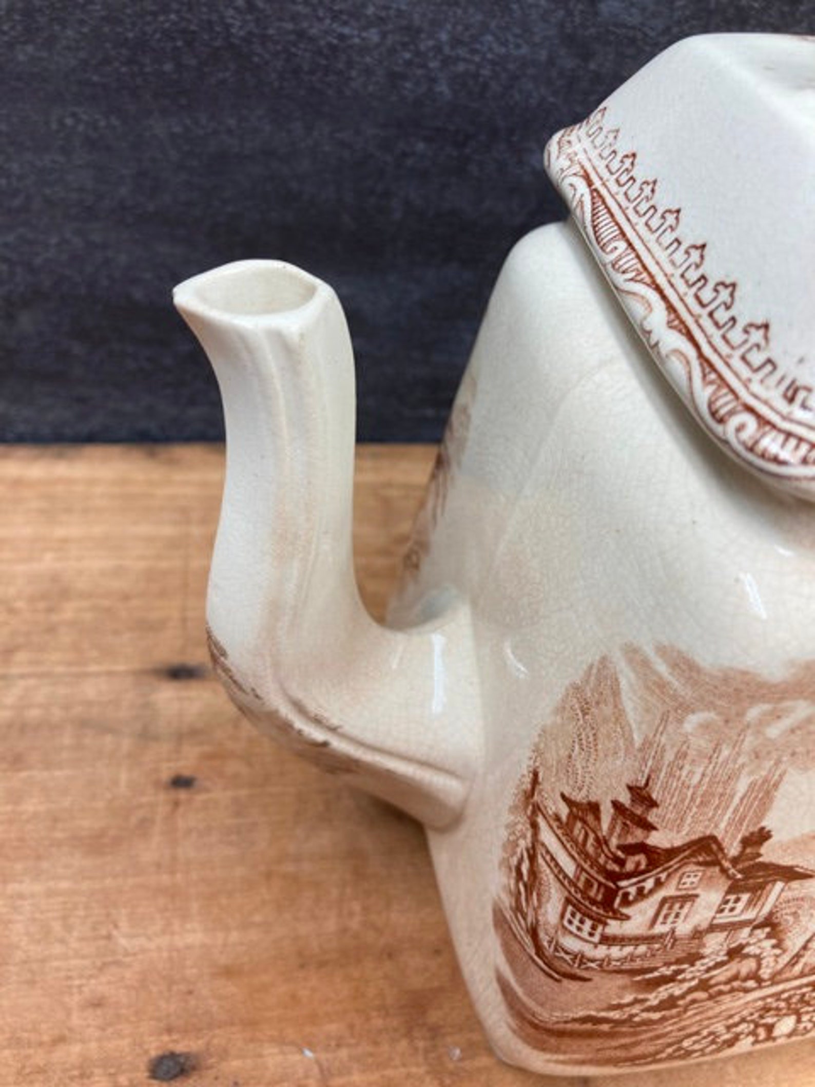 Vintage Brown Transferware Teapot, Pastoral Movement - Etsy