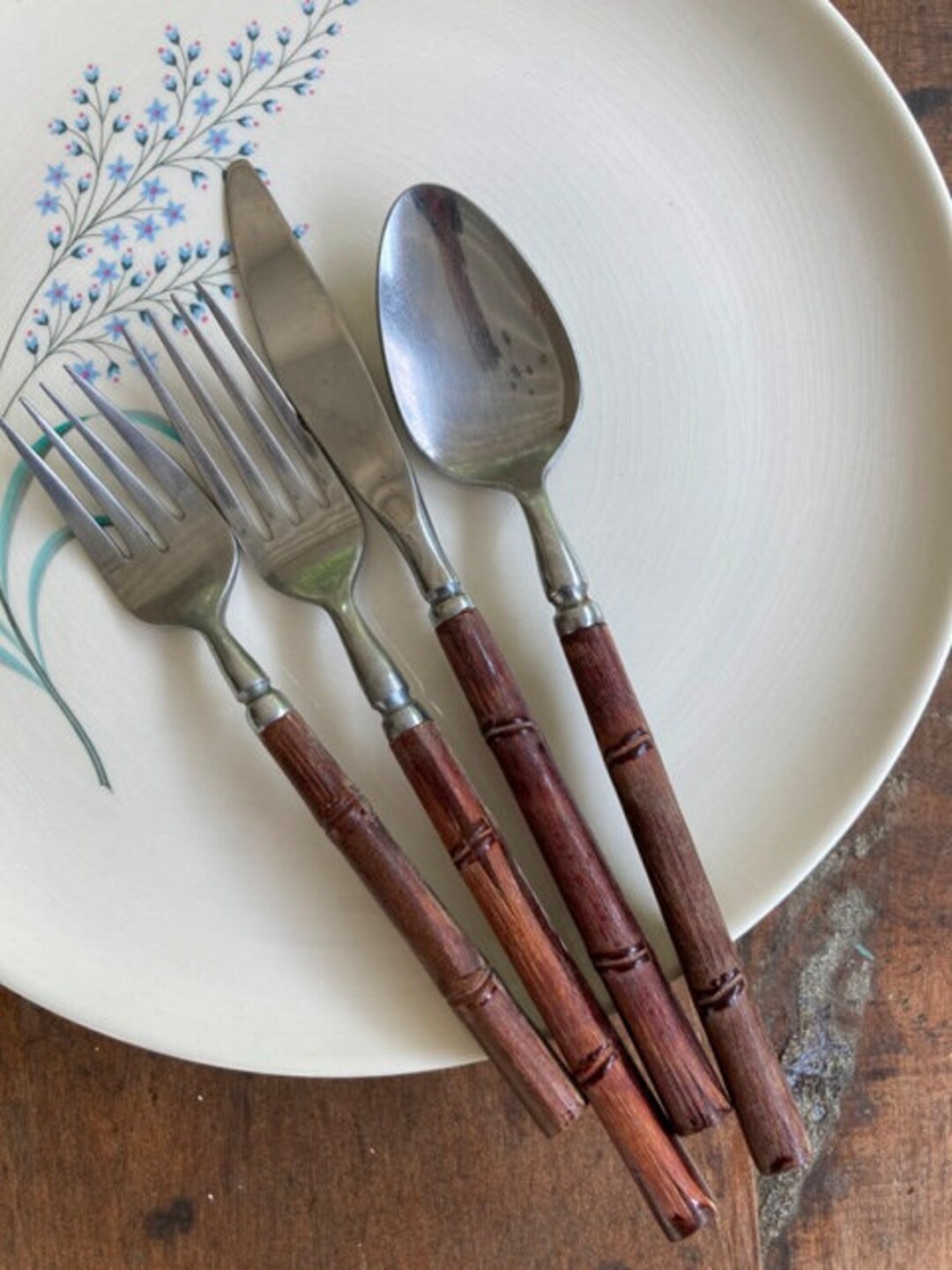 Vintage Rebacraft Reed & Barton 21 Pieces Stainless Steel and Bamboo ...