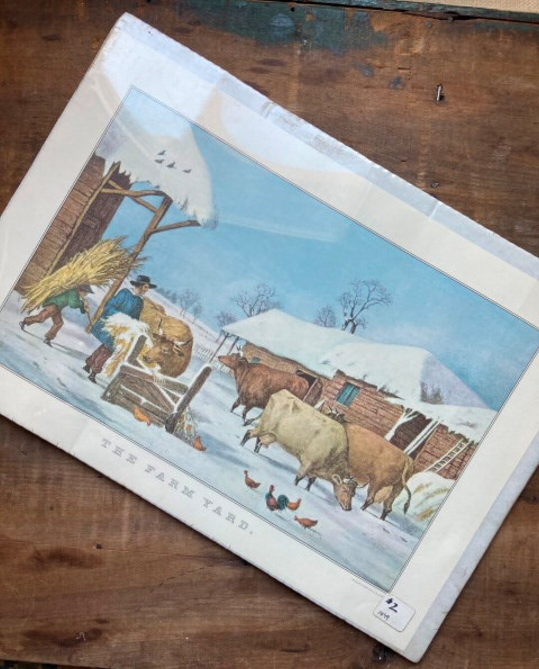 Vintage Currier and Ives the Farm Yard A Winter Scene Reprint From ...