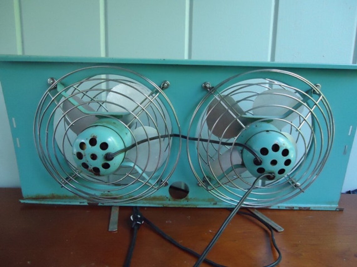 Vintage Fan Eskimo Double Window Fan 1960s Industrial Teal | Etsy