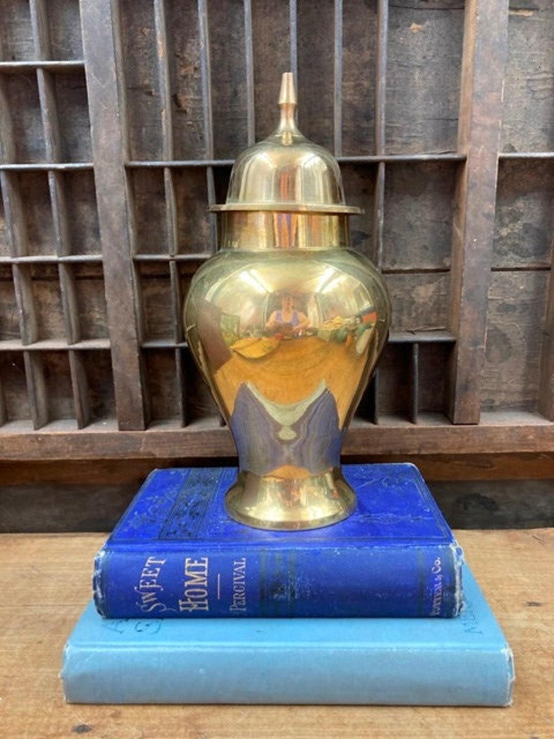 Vintage Brass Temple Jar or Solid Brass Urn With Lid Indian Brass ...
