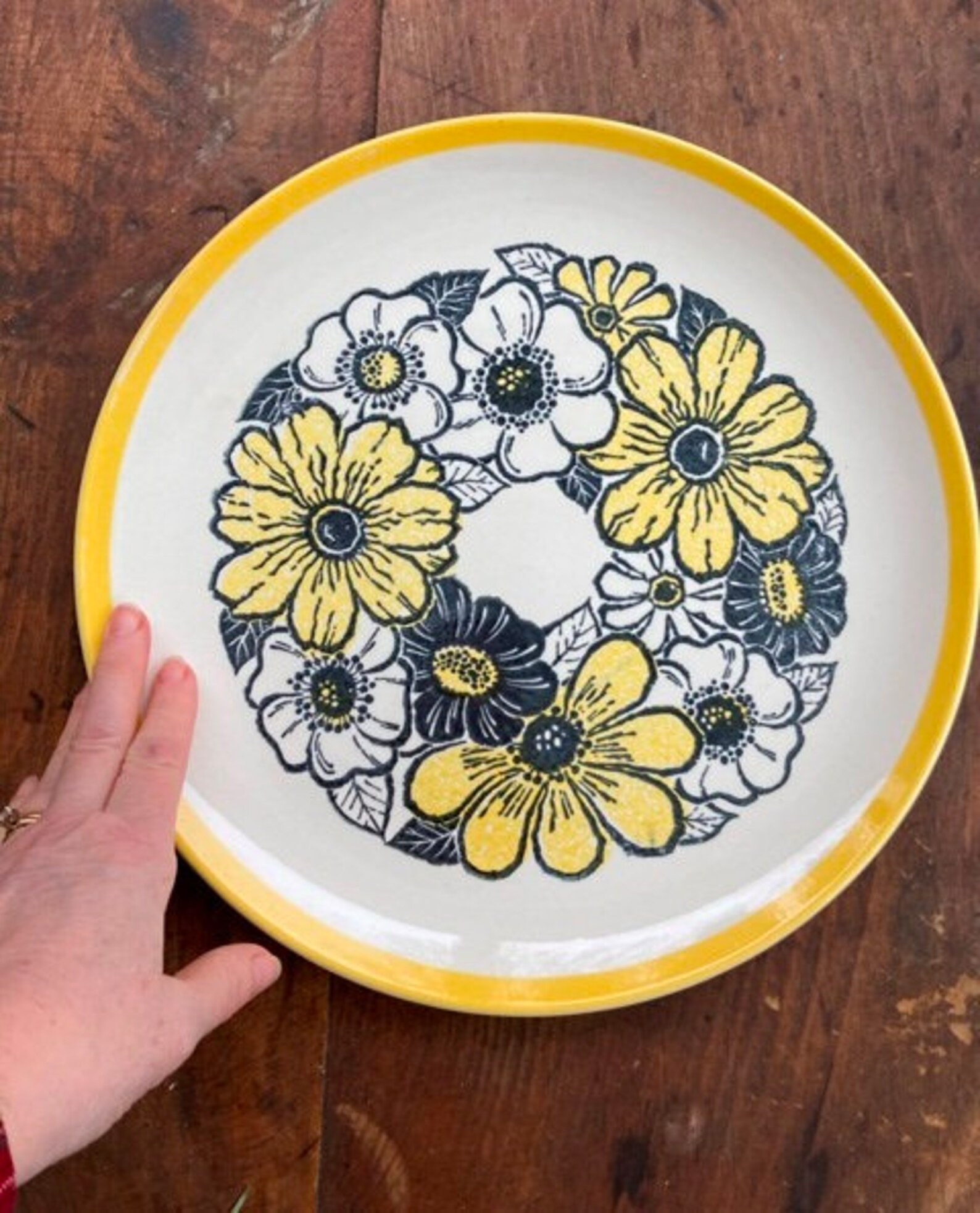 MCM Yellow Black Daisy Cake Plate or Platter Andre Ponche - Etsy