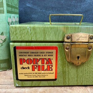 Metal File Box Porta File Faux Green Wood Vintage Office Supply Storage ...