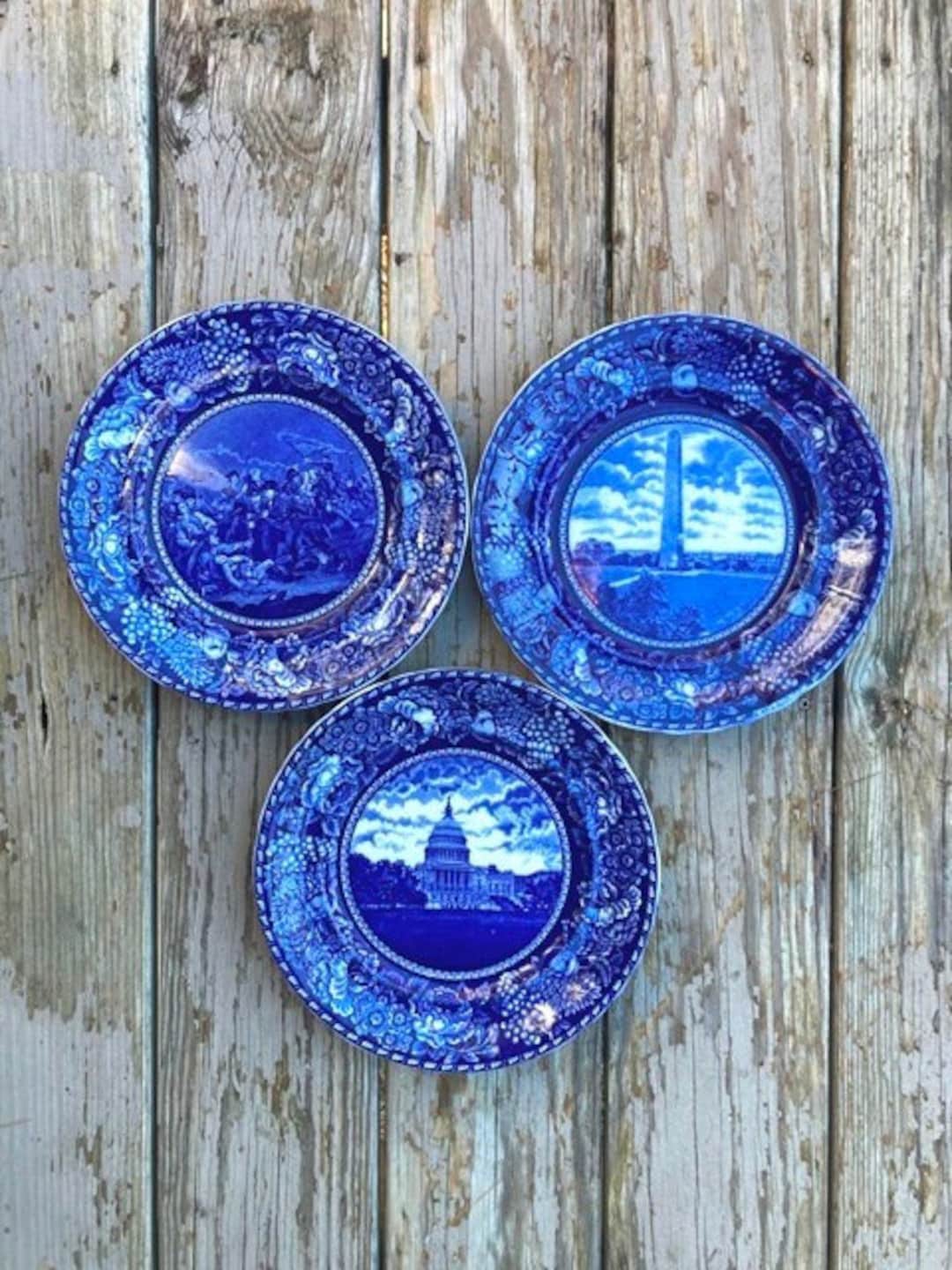 Vintage Cobalt Blue Transferware Plate Historical Scene YOUR CHOICE ...