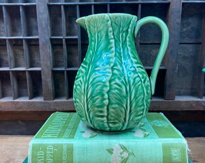 Vintage Majolica Cabbage Ware Pitcher Bordallo Pinheiro Made in ...