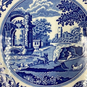 Spode Blue Italian Cake Plate or Cheese Tray Blue White Porcelain Made ...
