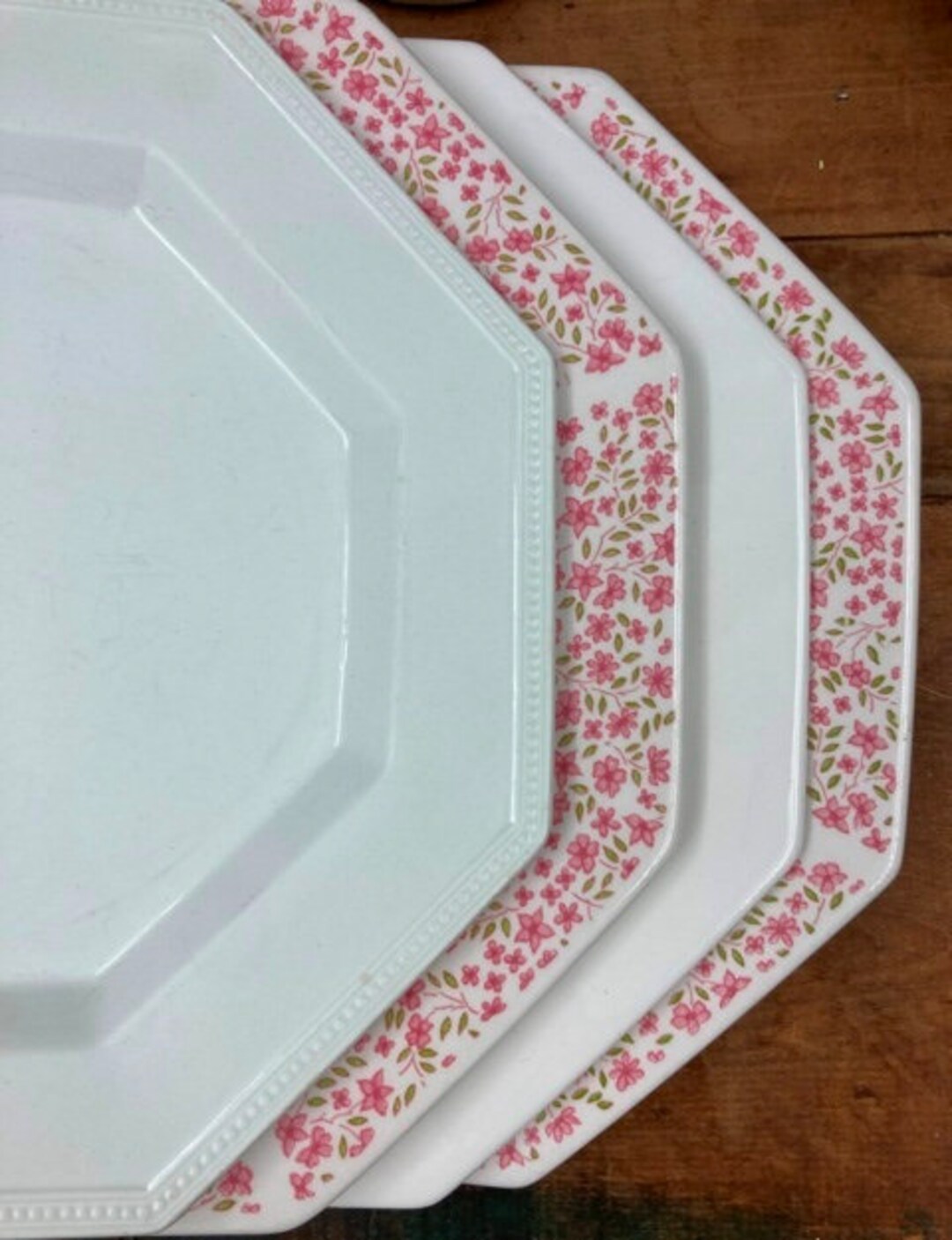 Vintage White and Pink Mismatched Plates Independence Ironstone by ...