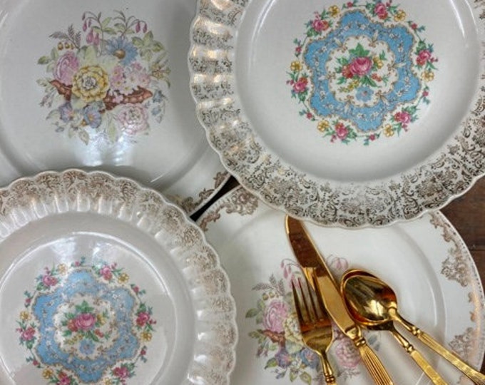 Mismatched Plates Pretty Dinner Plates Two American Limoges Two ...