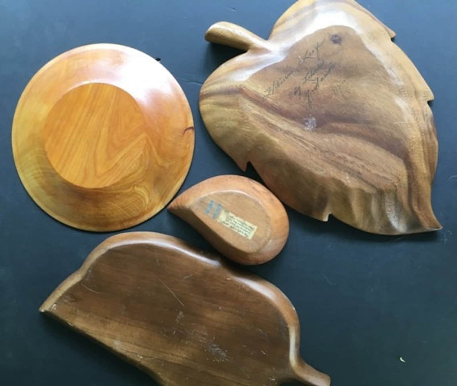 Wood Tray Collection Monkey Pod Wooden Platters and Bowl Mid - Etsy