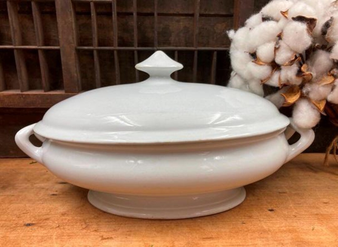 Vintage White Ironstone Tureen Thomas Elsmore & Son Ironstone China ...