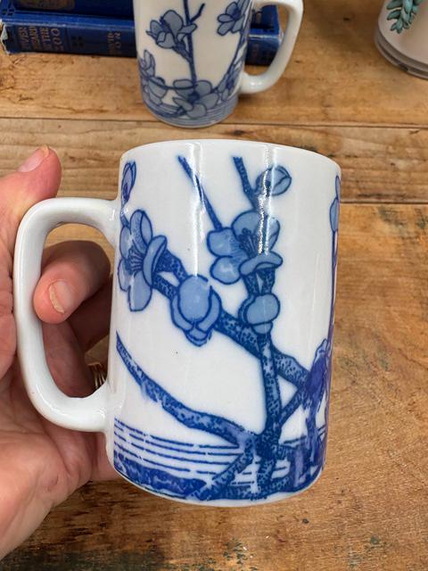 Albert Kessler Chinoiserie Mug: Blue Willow or Cherry Blossom Floral - Etsy