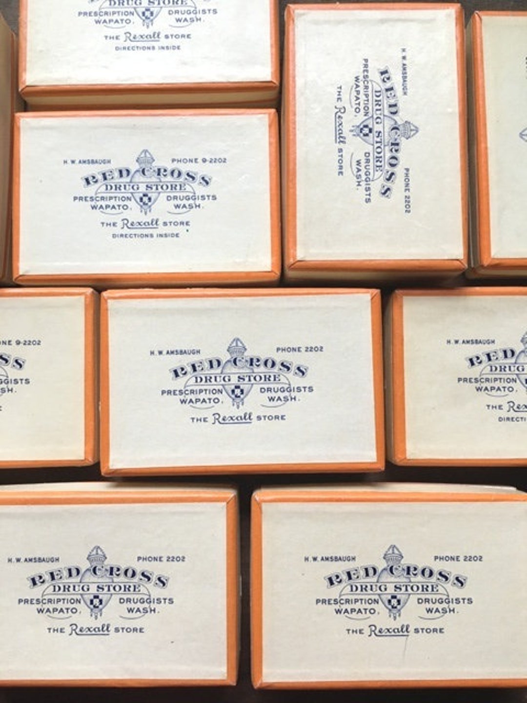 Vintage Red Cross Drug Store Boxes, Wapato Washington, Set of 2 - Etsy