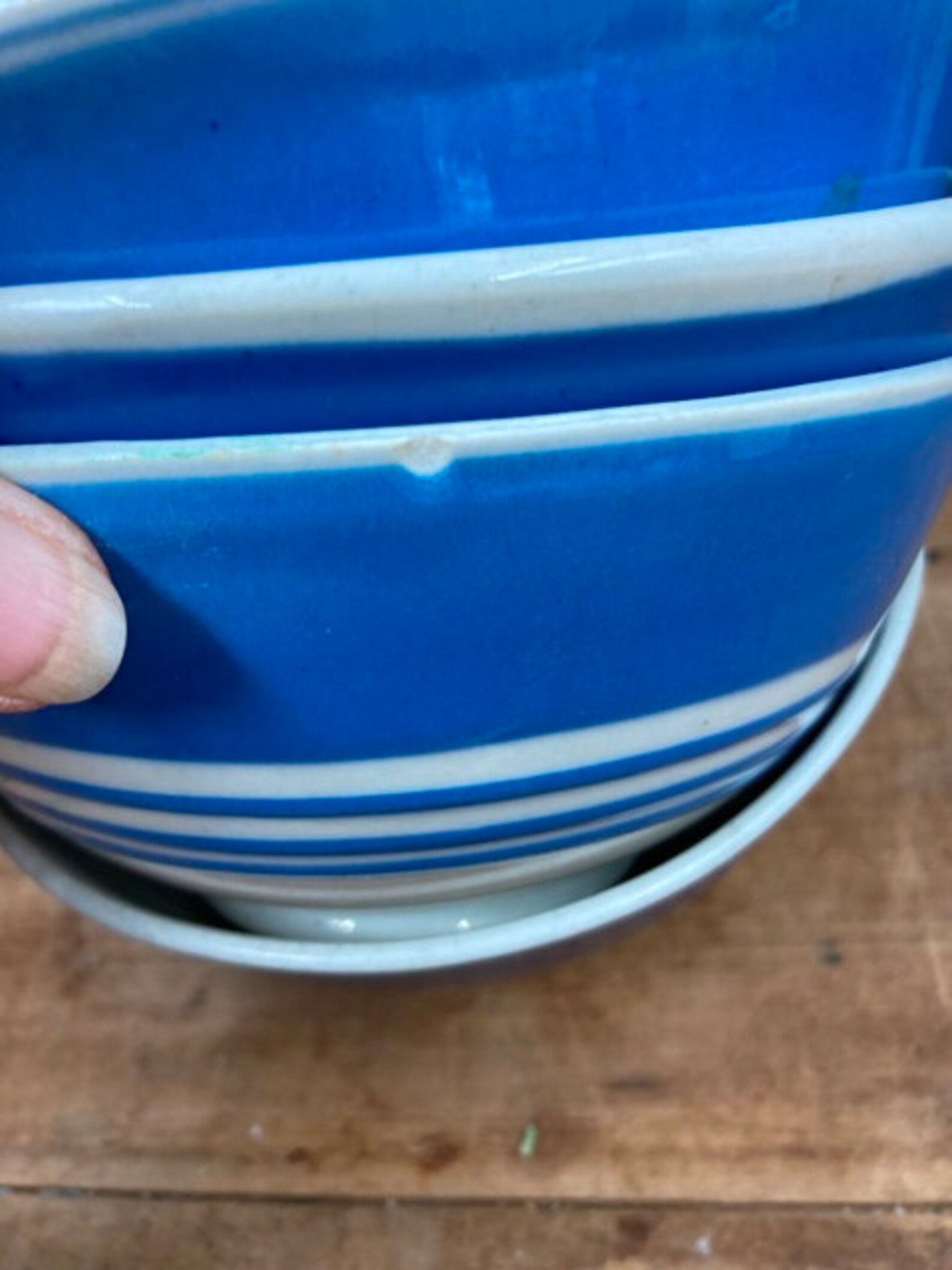 Blue Striped Bowl Vintage English Blue Banded Pottery Bowl - Etsy