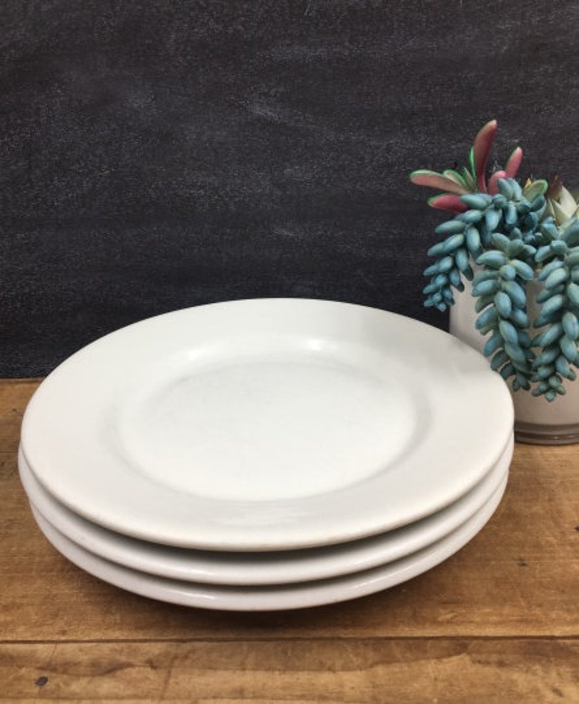 White Ironstone Plates 3 Plates 9 Size Farmhouse Rustic | Etsy
