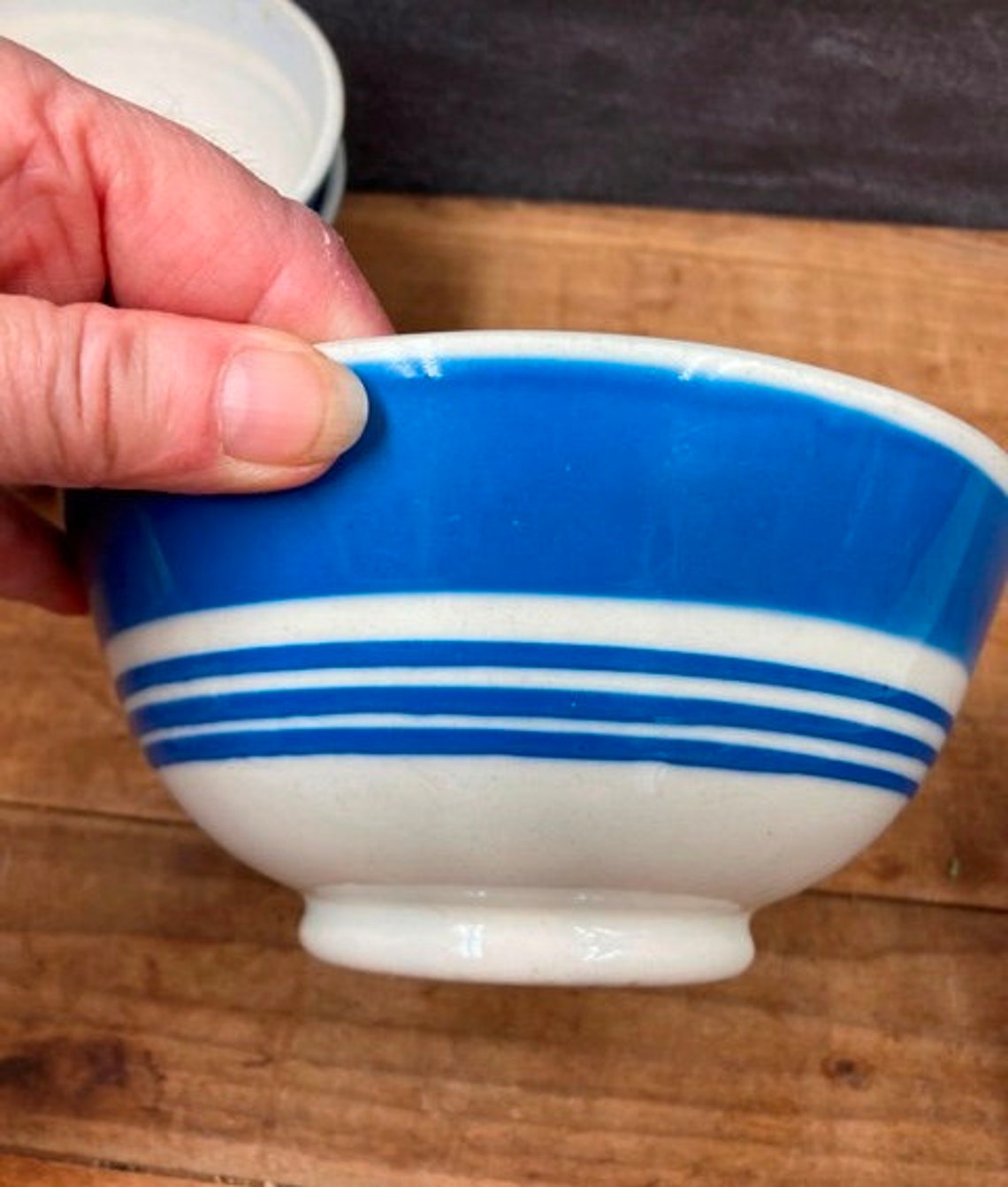 Blue Striped Bowl Vintage English Blue Banded Pottery Bowl - Etsy