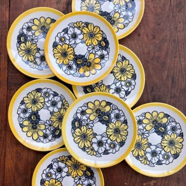 Yellow Flower Plates - Etsy