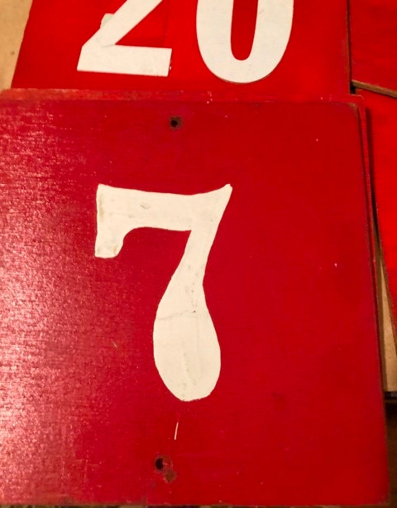 Rustic Red Painted Number Sign: Vintage Farmhouse Decor - Etsy
