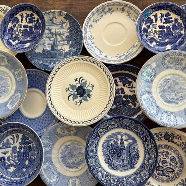 Antique Blue Plates - Etsy