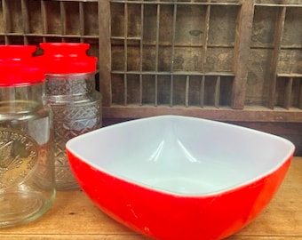 Vintage Pyrex 525-B Red Square 2.5 Quart Square Casserole With Lid - Etsy