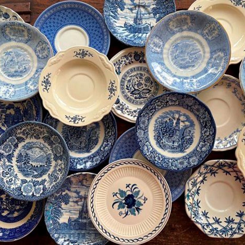 Antique Blue Plates - Etsy