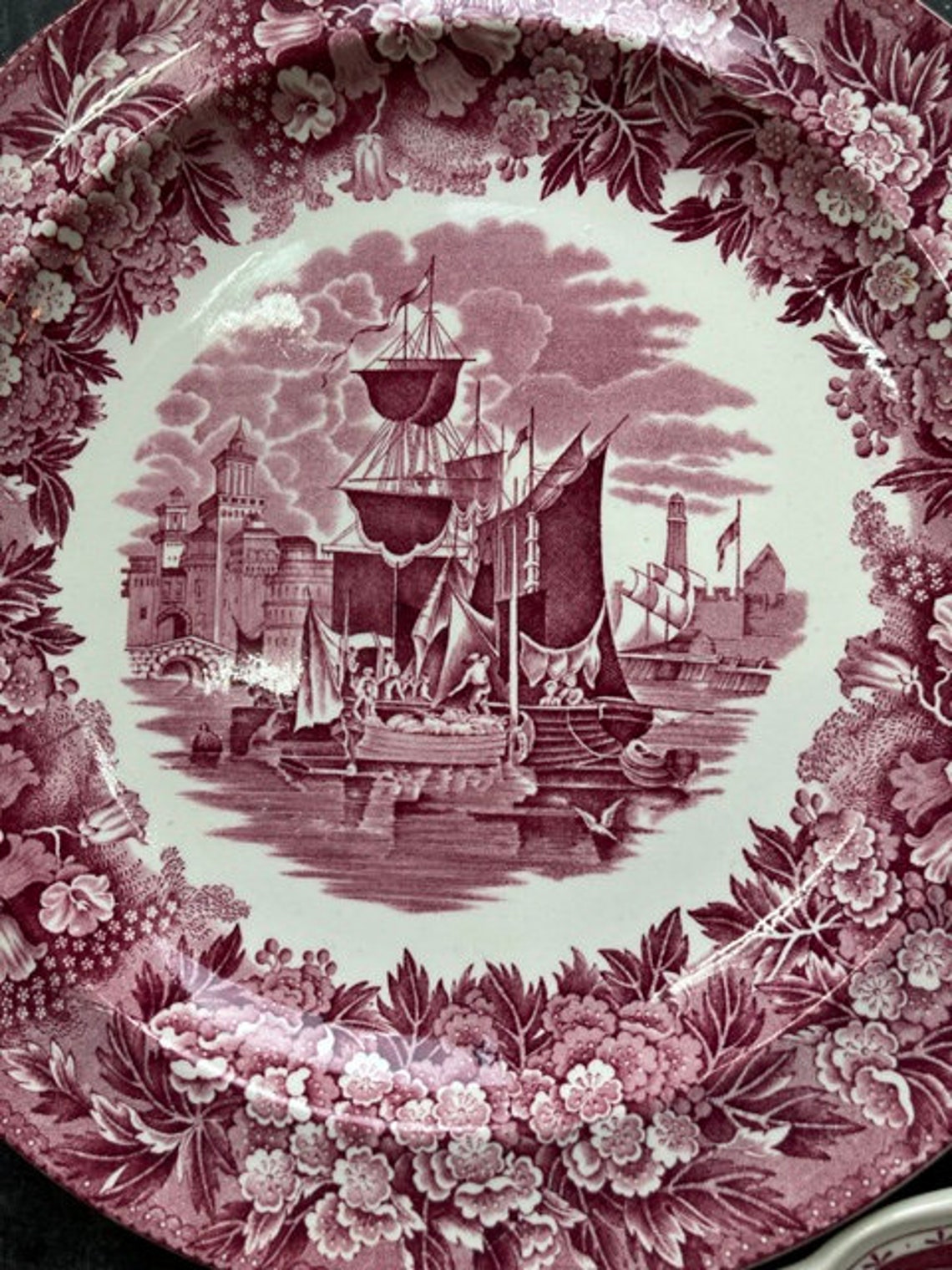 Purple and Mulberry Transferware Plates Wedgwood Etruria Ferrara ...
