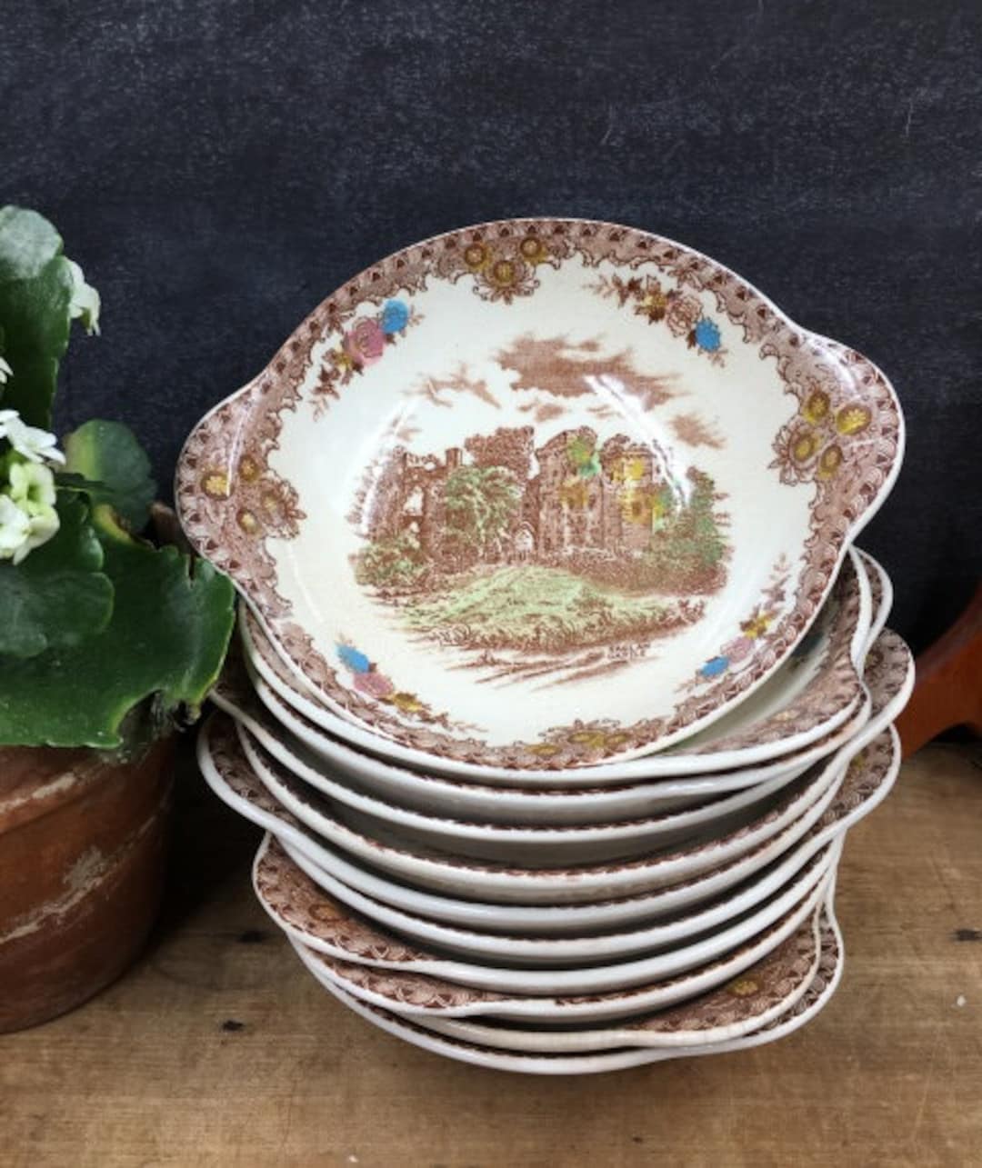Brown Transferware Bowl Brown & Richie English Castles Pattern Raglan ...