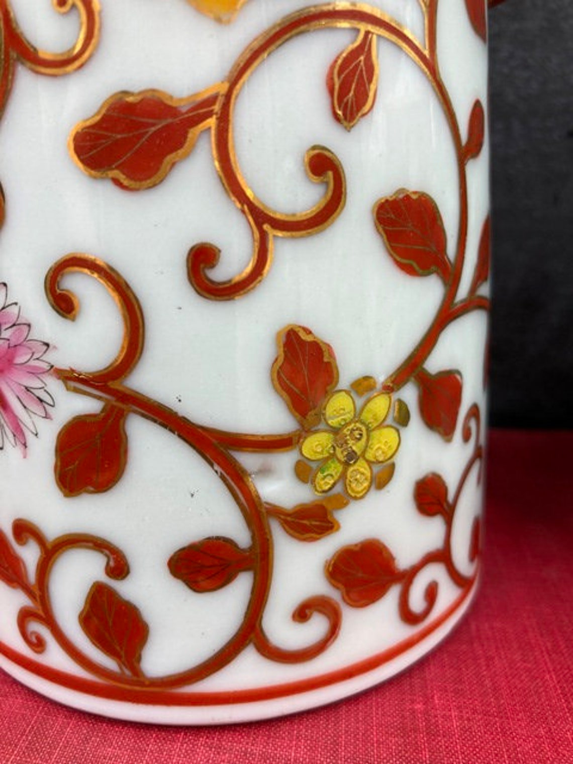 Vintage Phoenix Ceremonial Tea Pot or Chocolate Pot Orange & Gold ...