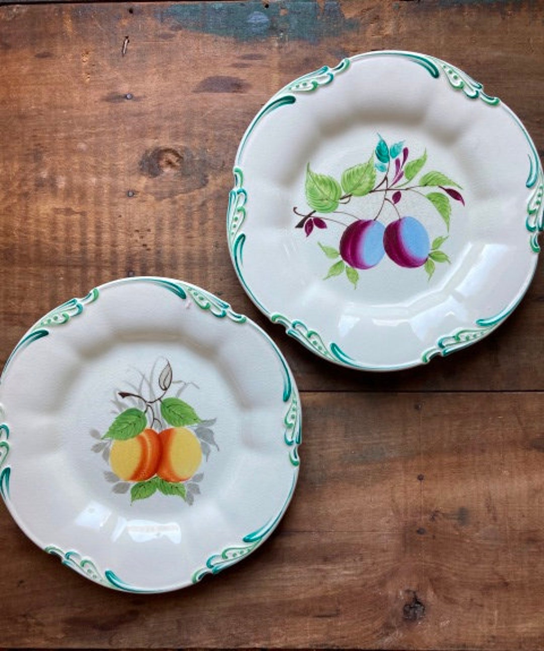 Vintage Display Plates George Jones and Sons Crescent Ivory Two ...