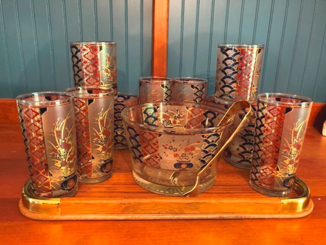 Vintage Signed Culvert Imari Old Fashioned Glasses & Highball Glasses ...