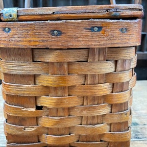 Split Reed Basket Antique Swinging Handles Stenciled "3" Vintage Picnic ...