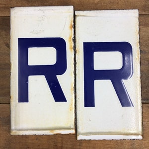 Small Porcelain Letters Antique Enamel Letter Plates With Grommets Blue ...