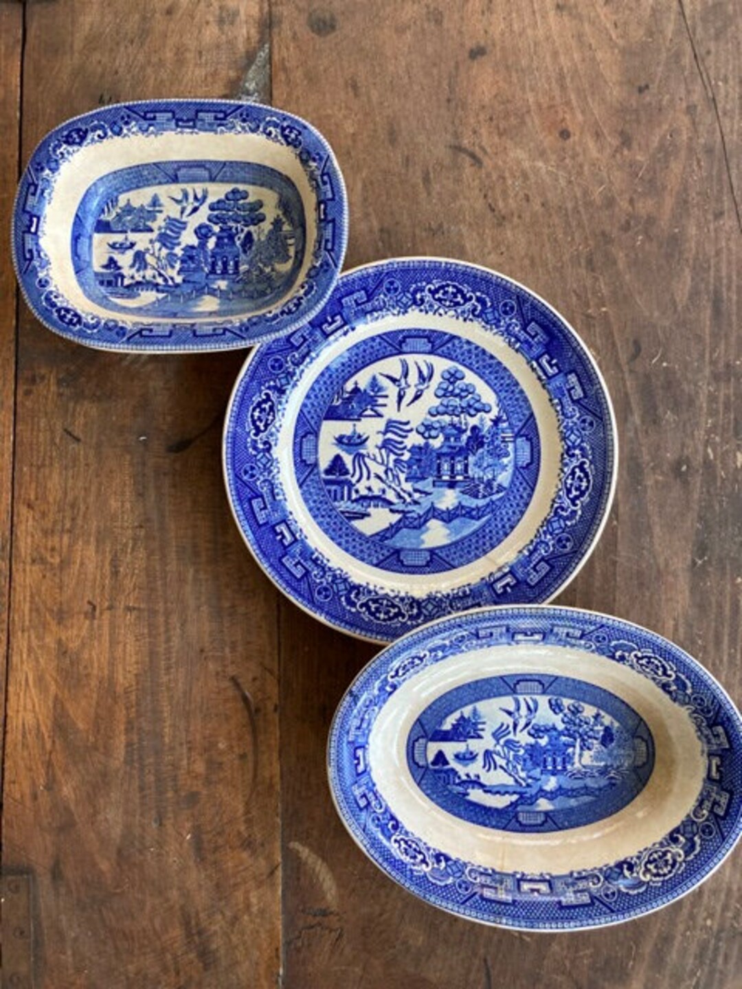 Blue Willow Ware China Antique Buffalo Pottery Mismatched Collection ...