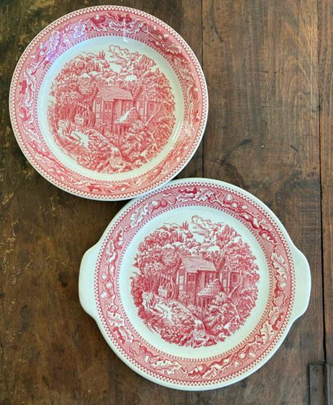 Vintage Royal Ironstone Pink Red Transferware Memory Lane Cake Plate ...