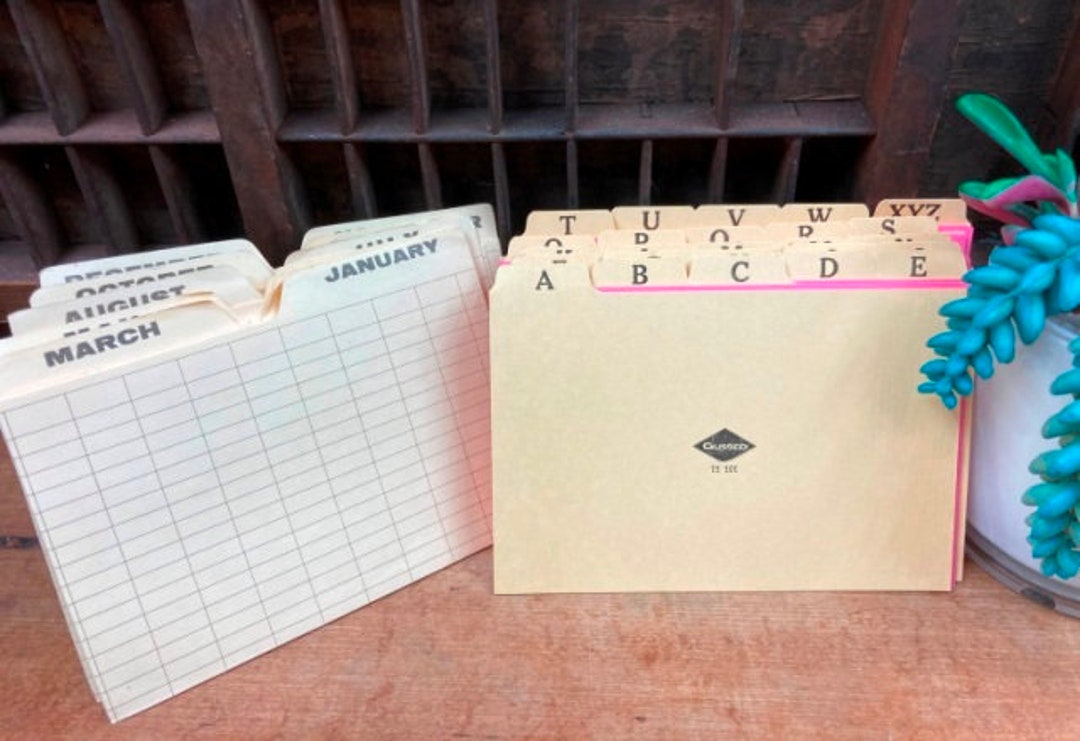 Vintage Alphabet Dividers Index Cards Monthly Index Cards and Blank ...