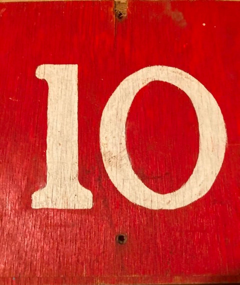 Rustic Red Painted Number Sign: Vintage Farmhouse Decor - Etsy