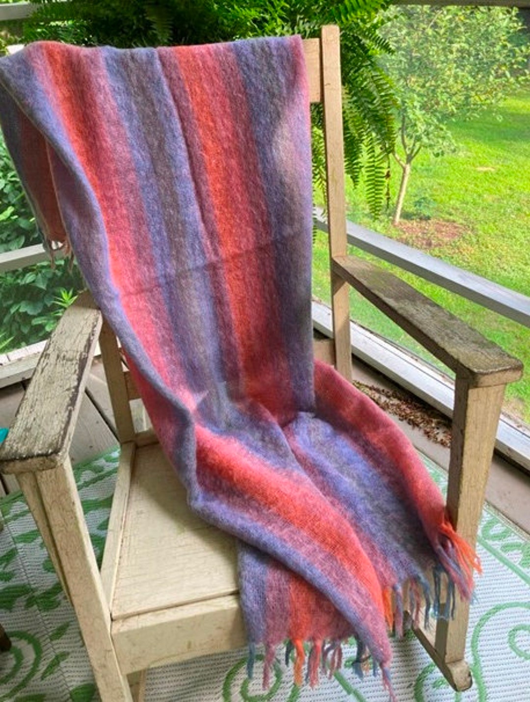 Vintage Irish Wool Lap Throw: Donegal Design, Pastel Stripes - Etsy
